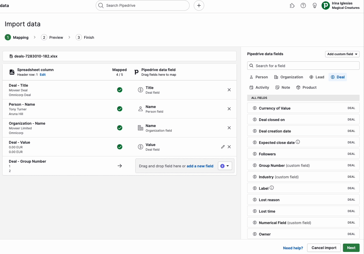 Importing: advanced mapping - Knowledge Base | Pipedrive